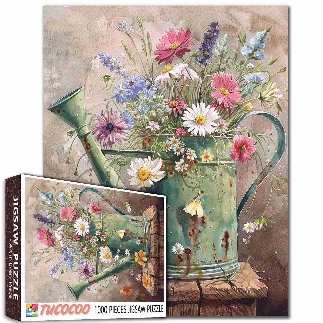 Wildflower Watering Can Jigsaw Puzzle – Tucocoo
