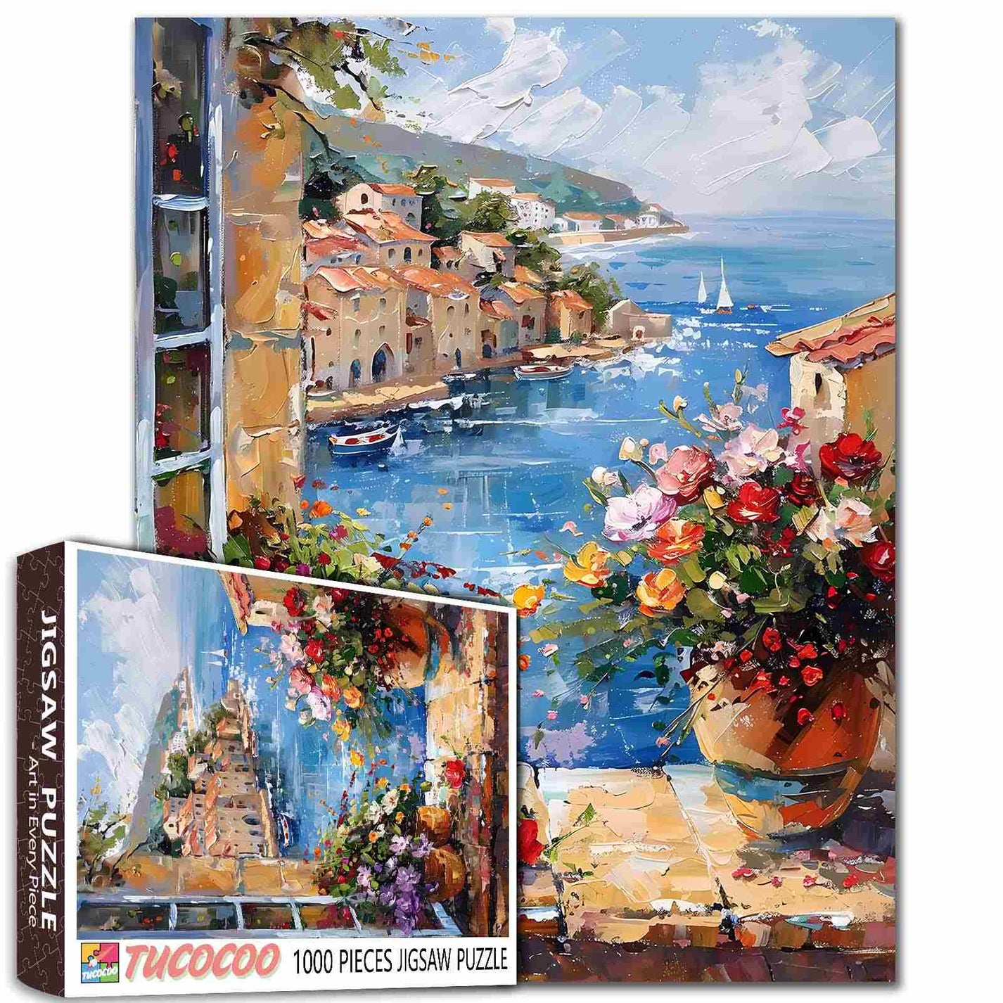 Window View Mediterranean Town Jigsaw Puzzle – Tucocoo