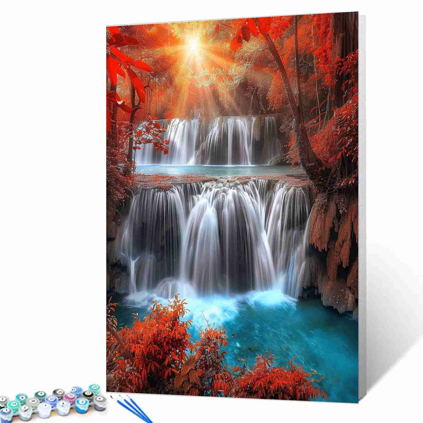 Autumn Sunset Waterfall Paint by Numbers – Tucocoo