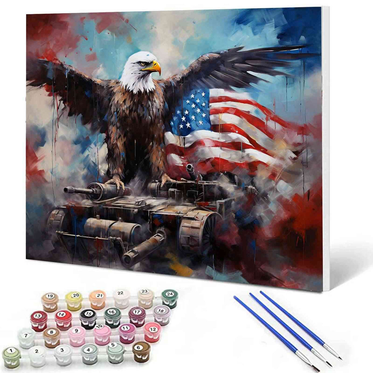 Bald Eagle on Tank with Flag Paint by Numbers – Tucocoo
