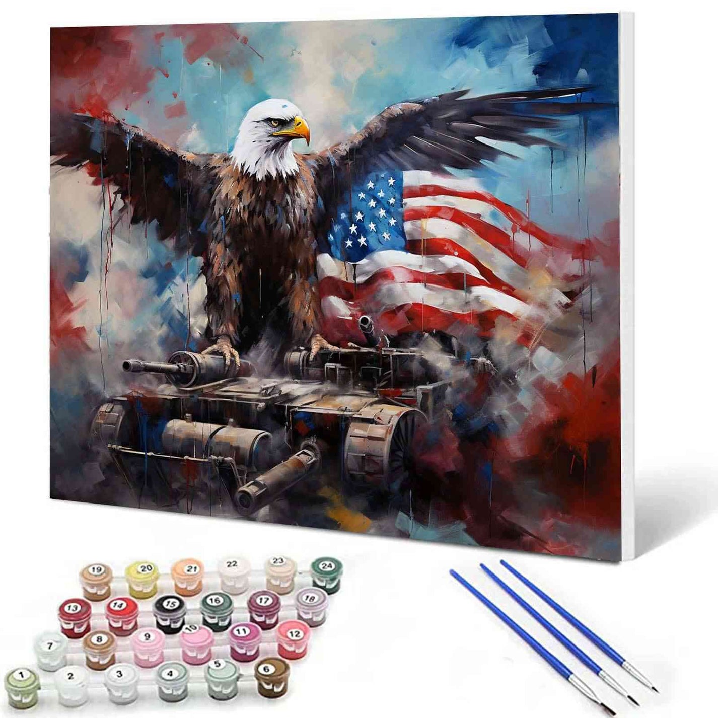 Bald Eagle on Tank with Flag Paint by Numbers – Tucocoo