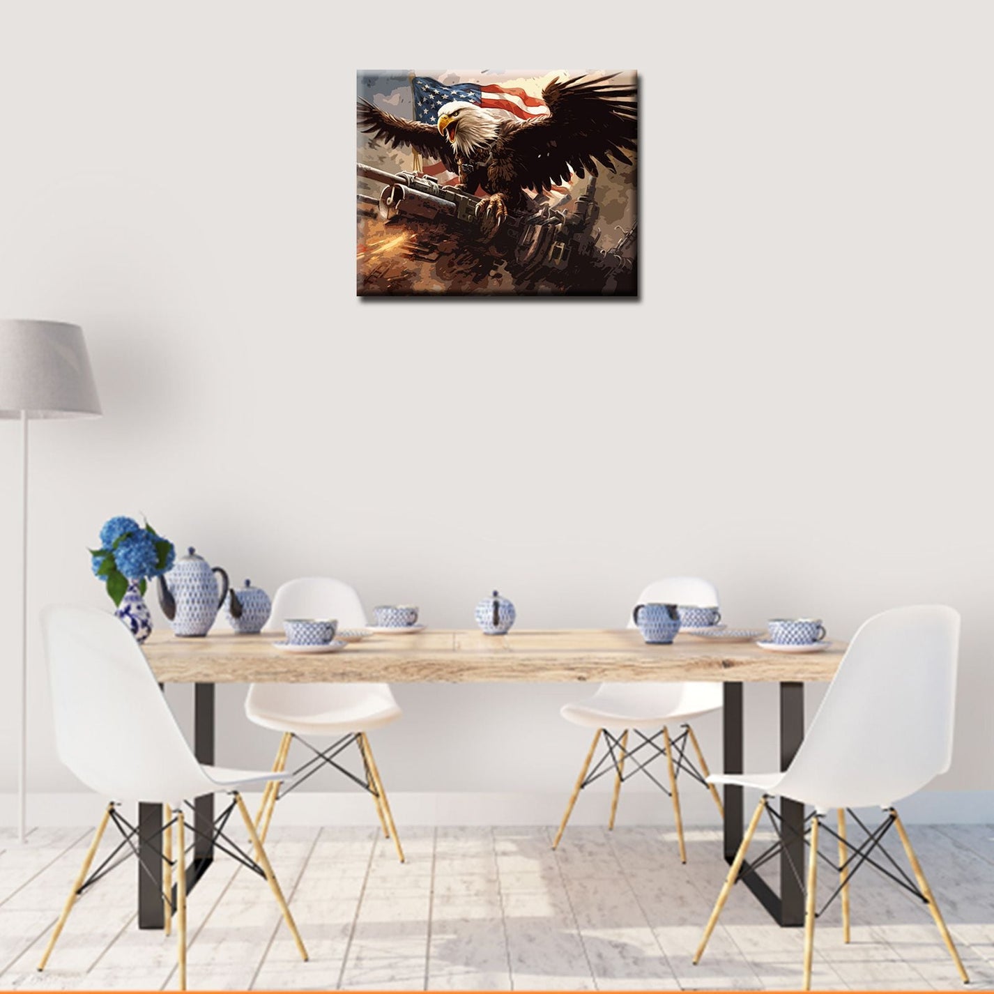 Bald Eagle with Cannon and Flag Paint by Numbers – Tucocoo